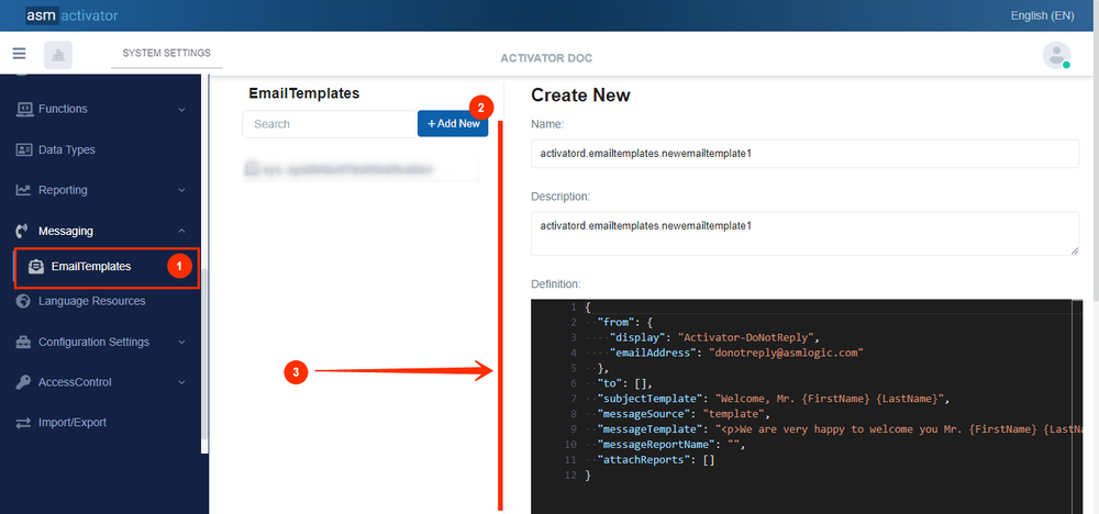 Email Templates - ASM Activator Documentation