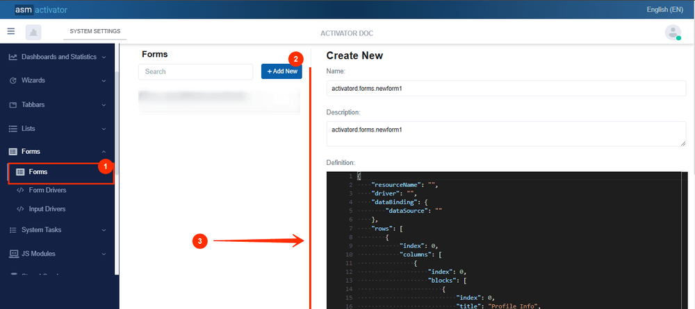 Forms - ASM Activator Documentation