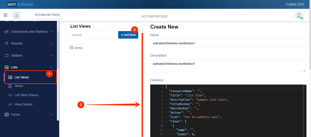 List - ASM Activator Documentation