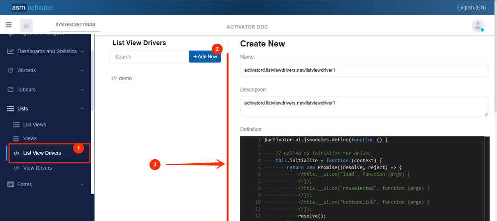 List - ASM Activator Documentation