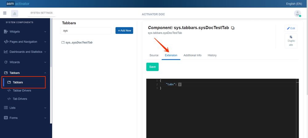 Tabbars - ASM Activator Documentation